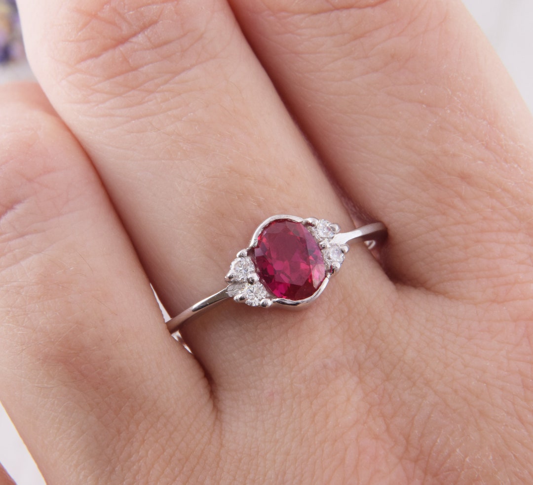 Bezel Cut Ruby Promise Ring, Sterling Silver Womens Promise Ring ...