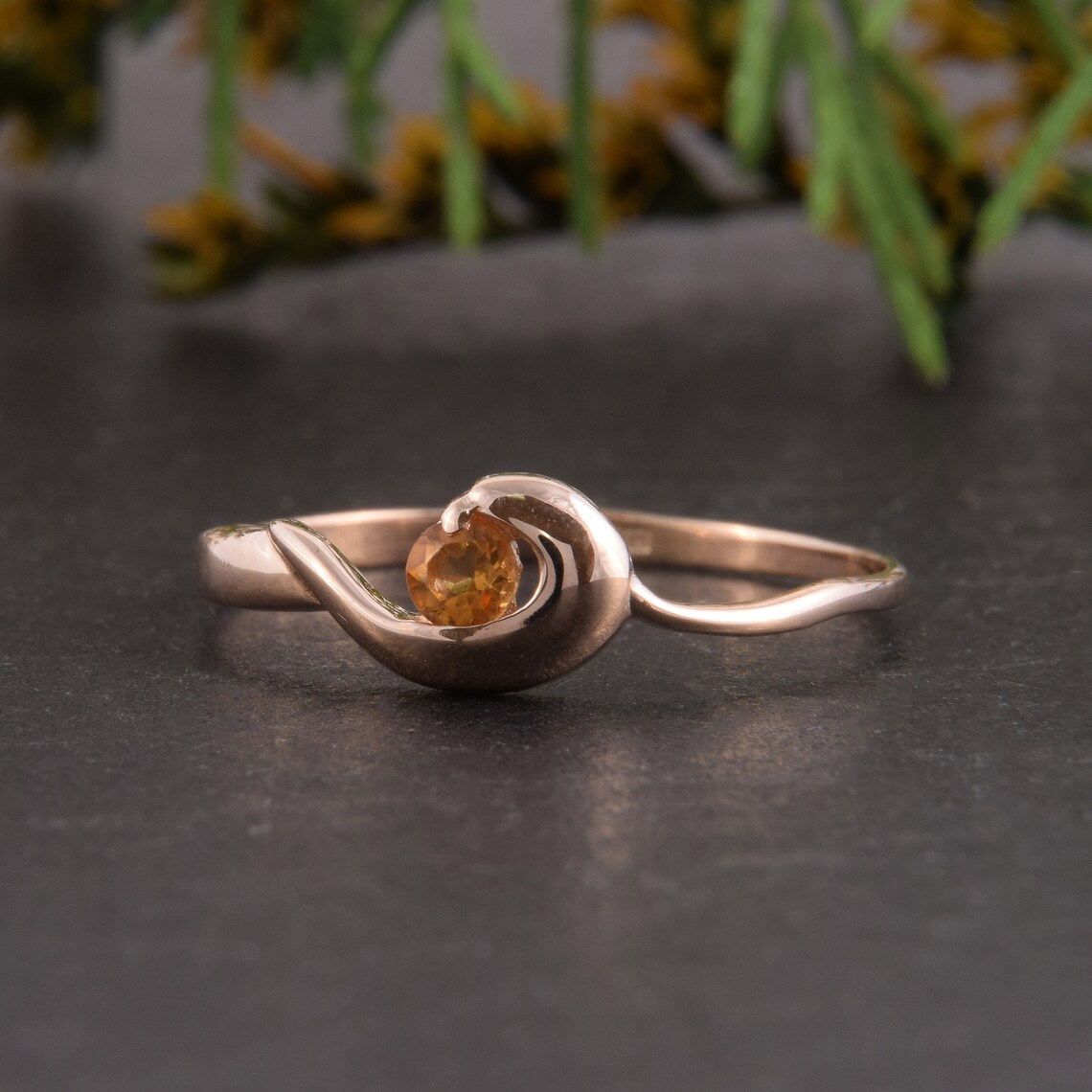 Citrine Ring Solitaire Ring Gold Solitaire Ring Minimalist - Etsy