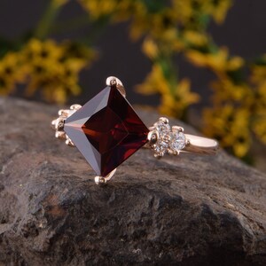 Garnet Ring, Square Ring, Promise Ring, Anniversary Ring, Promise Ring ...