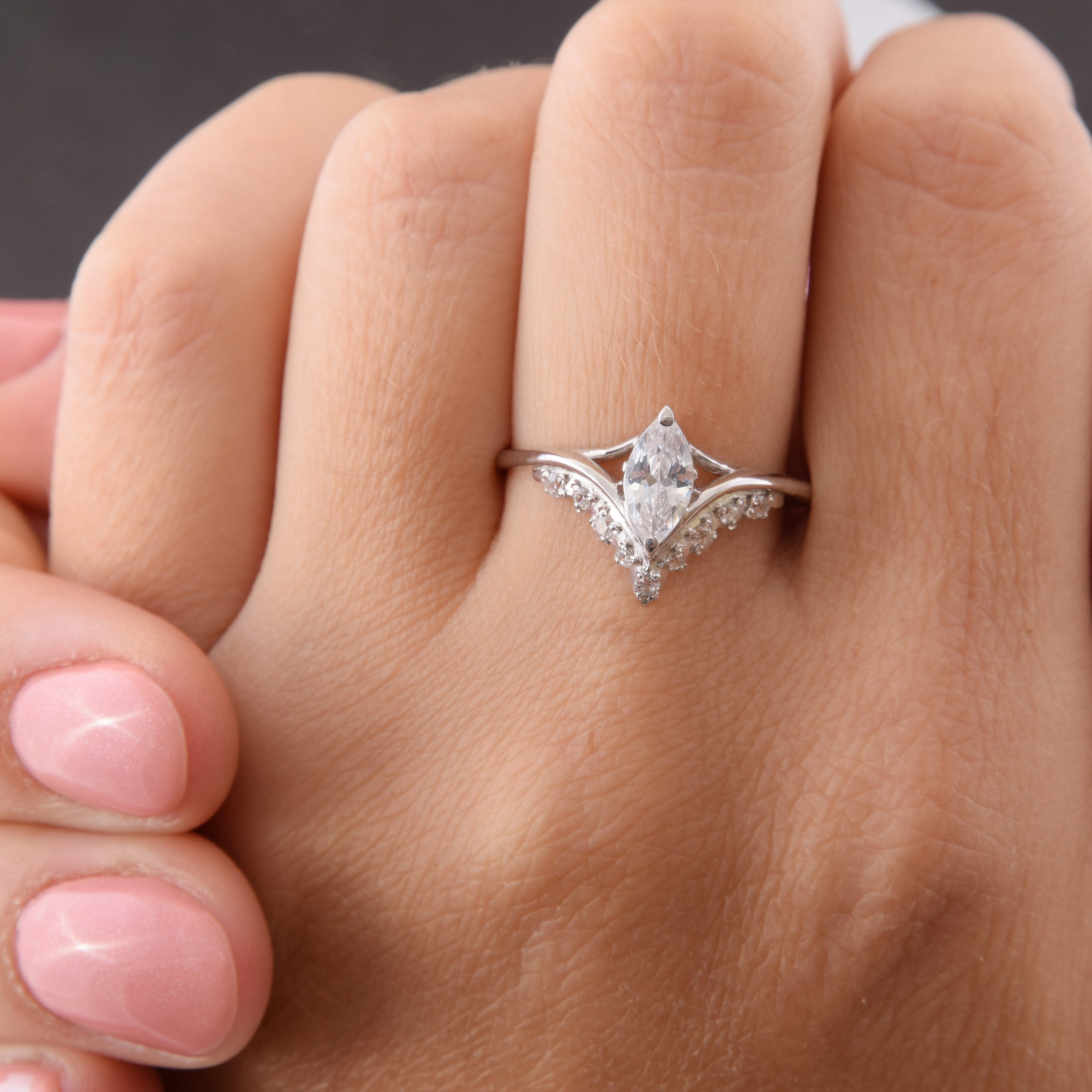 Unique 925 sterling silver art deco womens engagement ring | Etsy