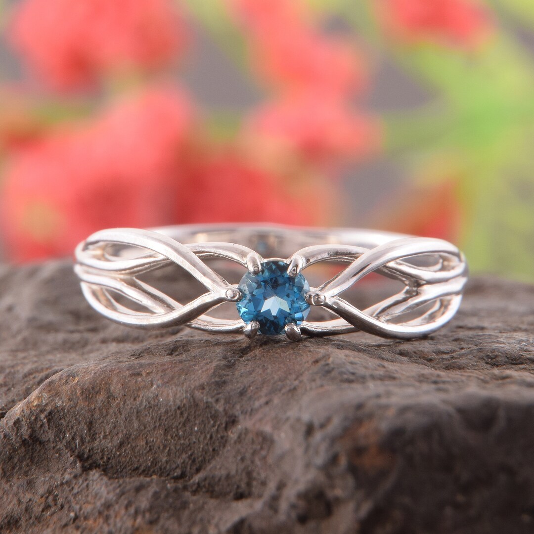 Promise Ring for Her, Topaz Ring, Blue Stone Ring, Solitaire Ring ...