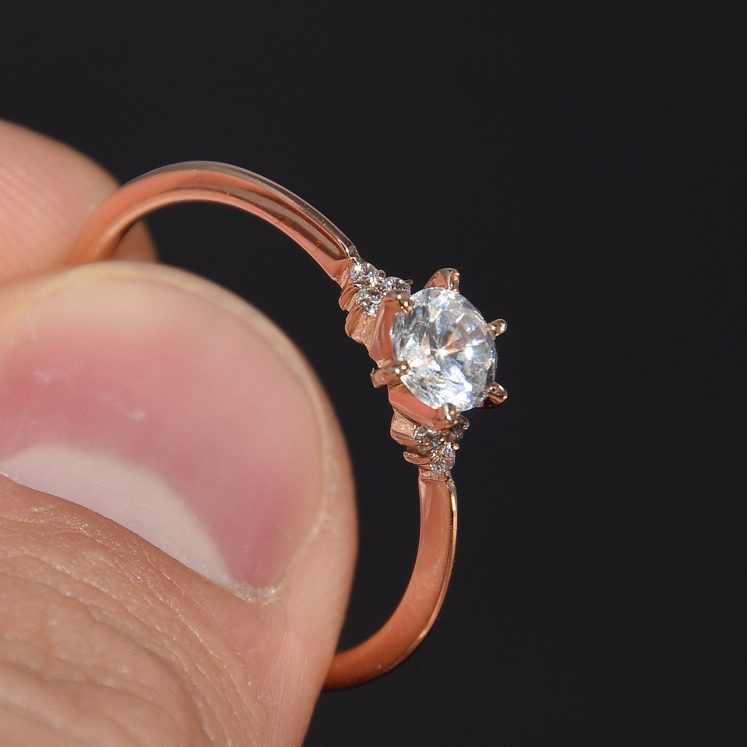 Rose Gold Ring Women Engagement Ring Rose Gold Engagement - Etsy