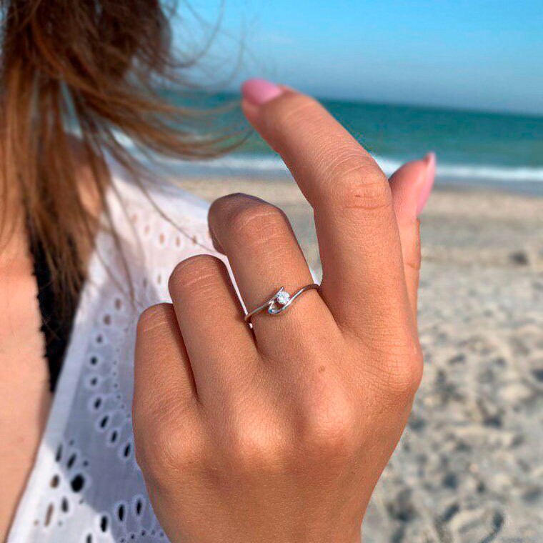 Solitaire engagement ring Solitaire promise ring 3.0 mm | Etsy