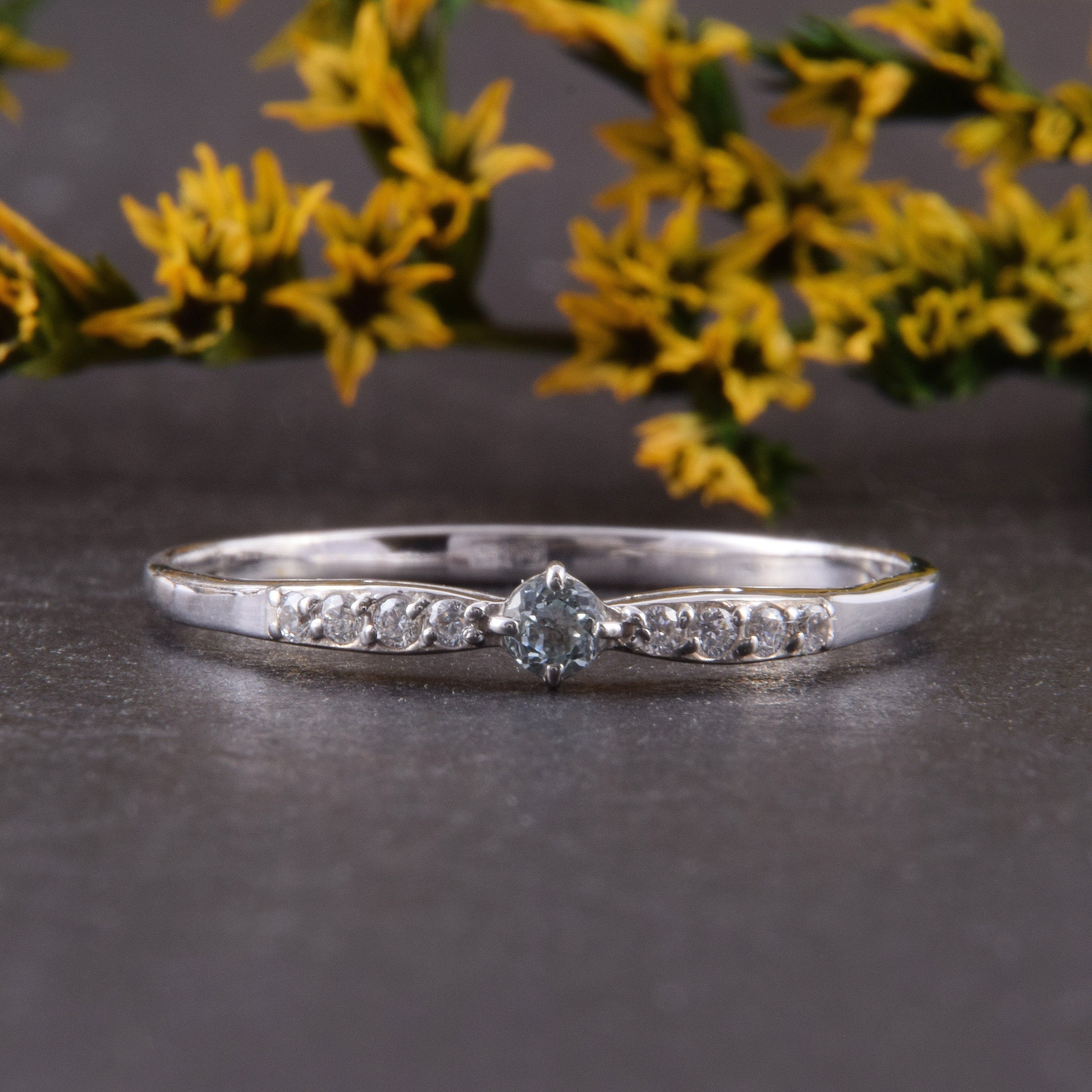 Small minimalist sterling silver topaz ring Womens blue topaz | Etsy