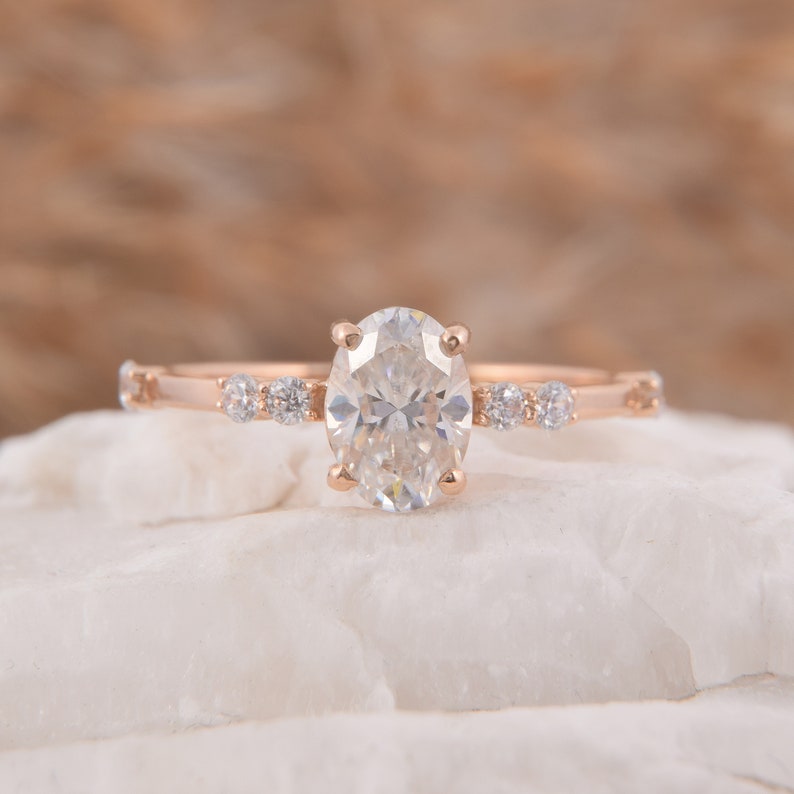 Rose Gold Oval Promise Ring for Her Dainty 1ct Oval - Etsy