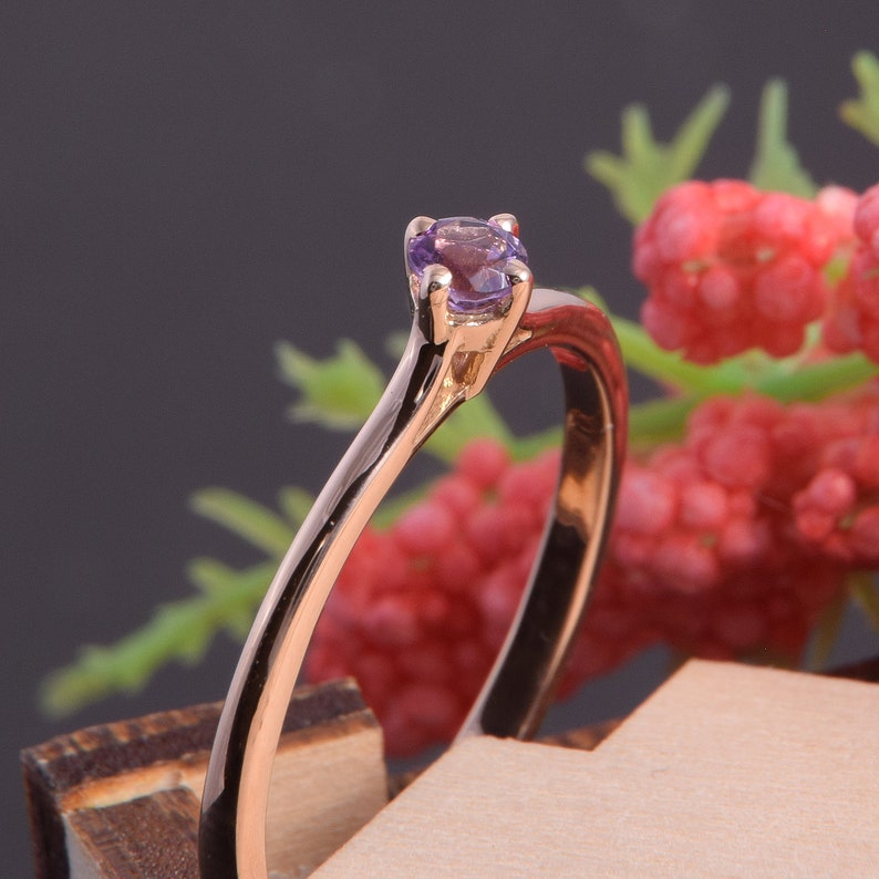 Amethyst Ring Solitaire Ring Minimalist Ring Dainty Ring - Etsy