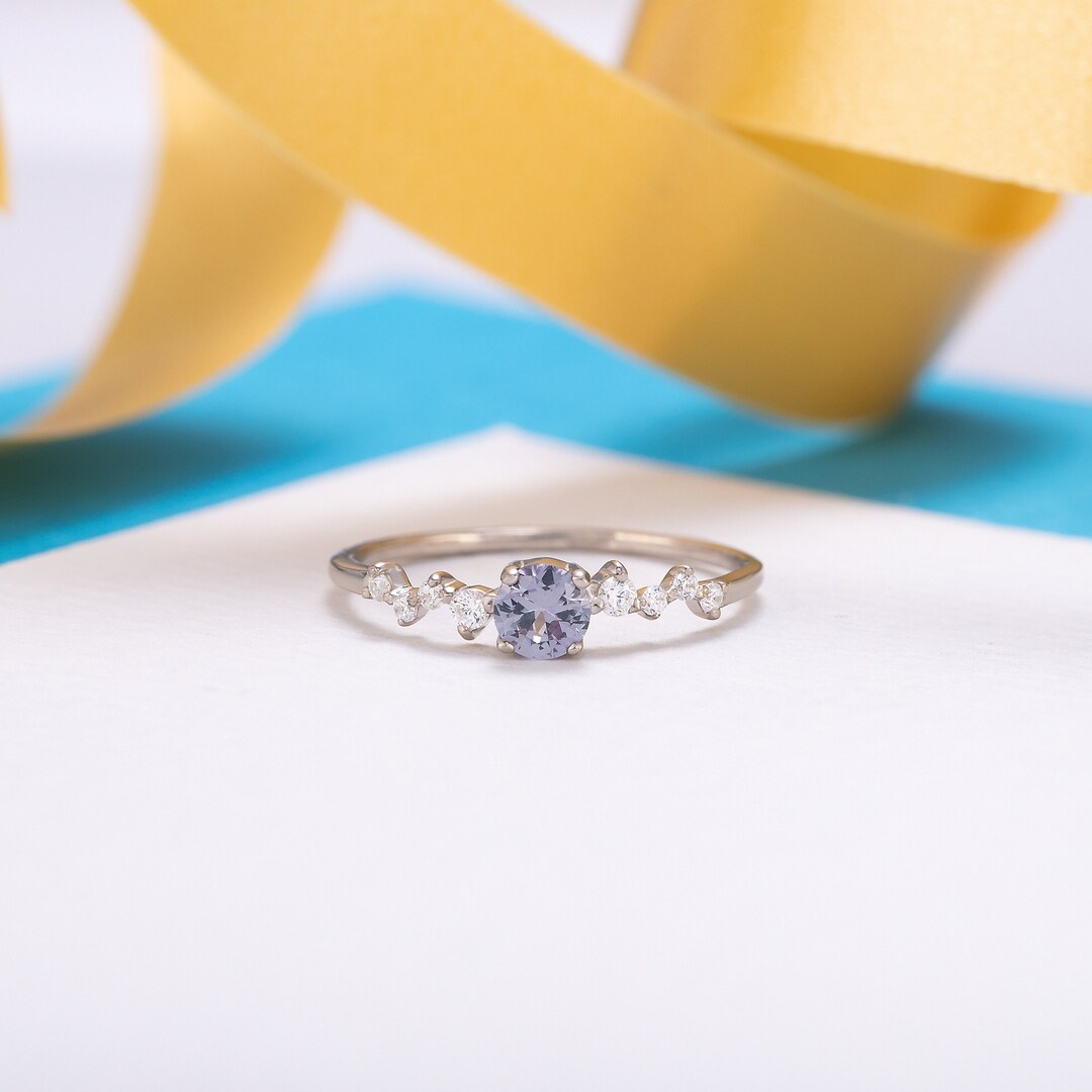 Unique Alexandrite Promise Ring for Her, Dainty Alexandrite Engagement ...