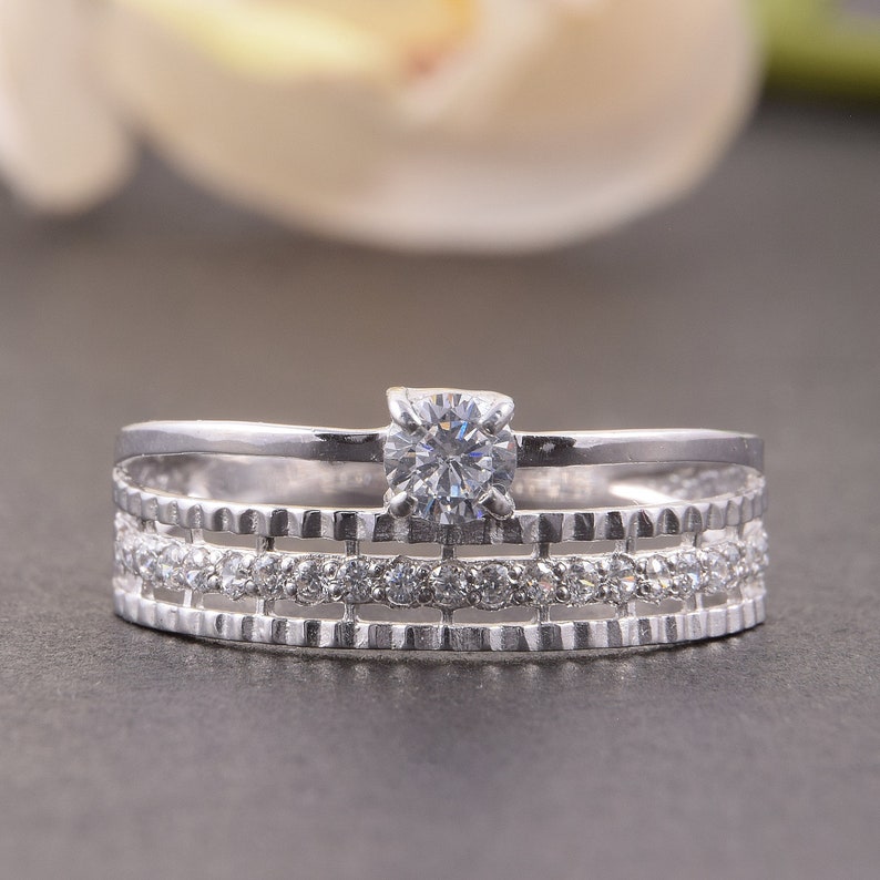 Unique 925 sterling silver womens wide wedding band Simple & | Etsy