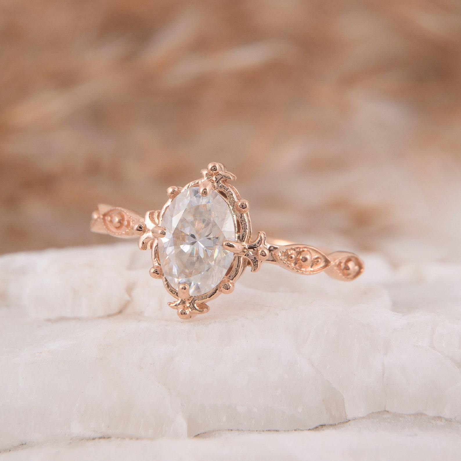 Victorian Style 5x7mm Oval Solitaire Moissanite Engagement - Etsy