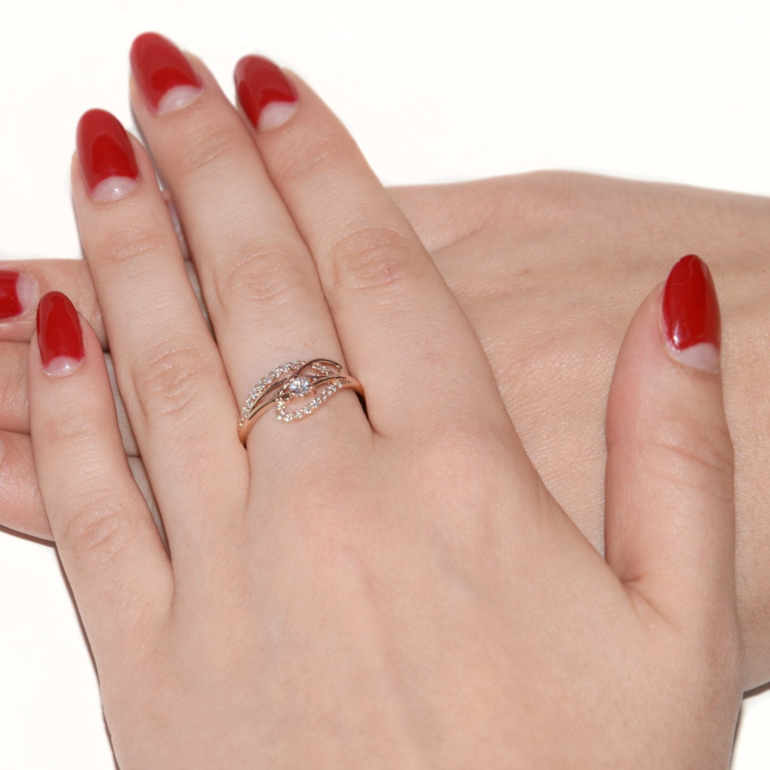 Multistone Ring, Elegant Ring, Tiny Ring, Geometric Ring, Twist Ring ...