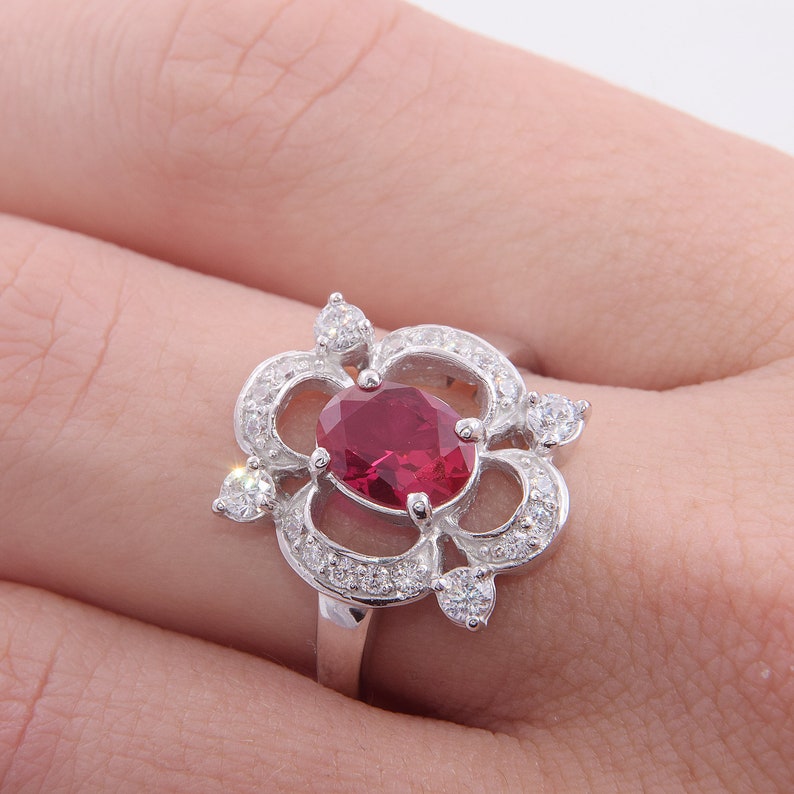 Ruby ring Antique ring Victorian ring Women silver ring | Etsy