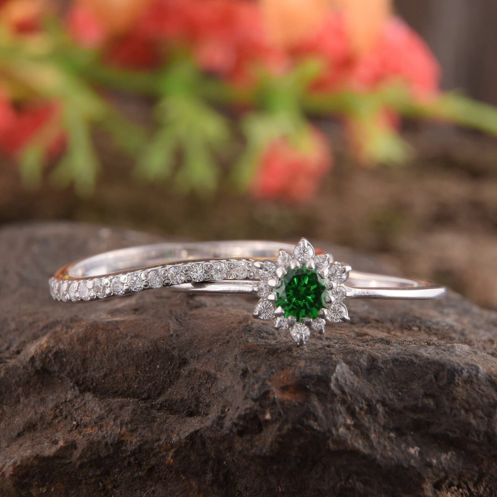 Emerald Rings, Promise Rings Set, Wedding Rings Set, Engagement Rings ...