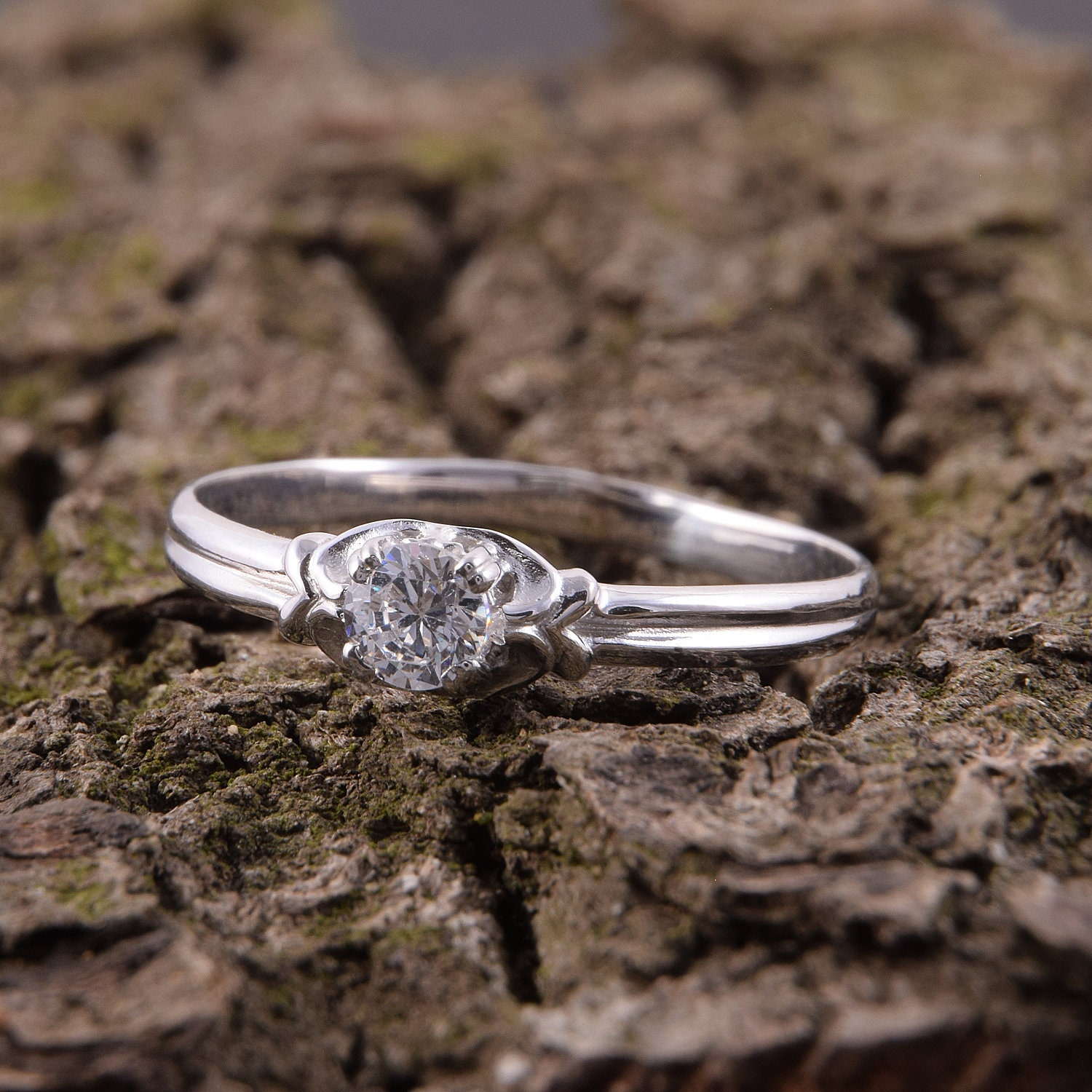 Solitaire engagement ring Solitaire promise ring 4 prongs | Etsy