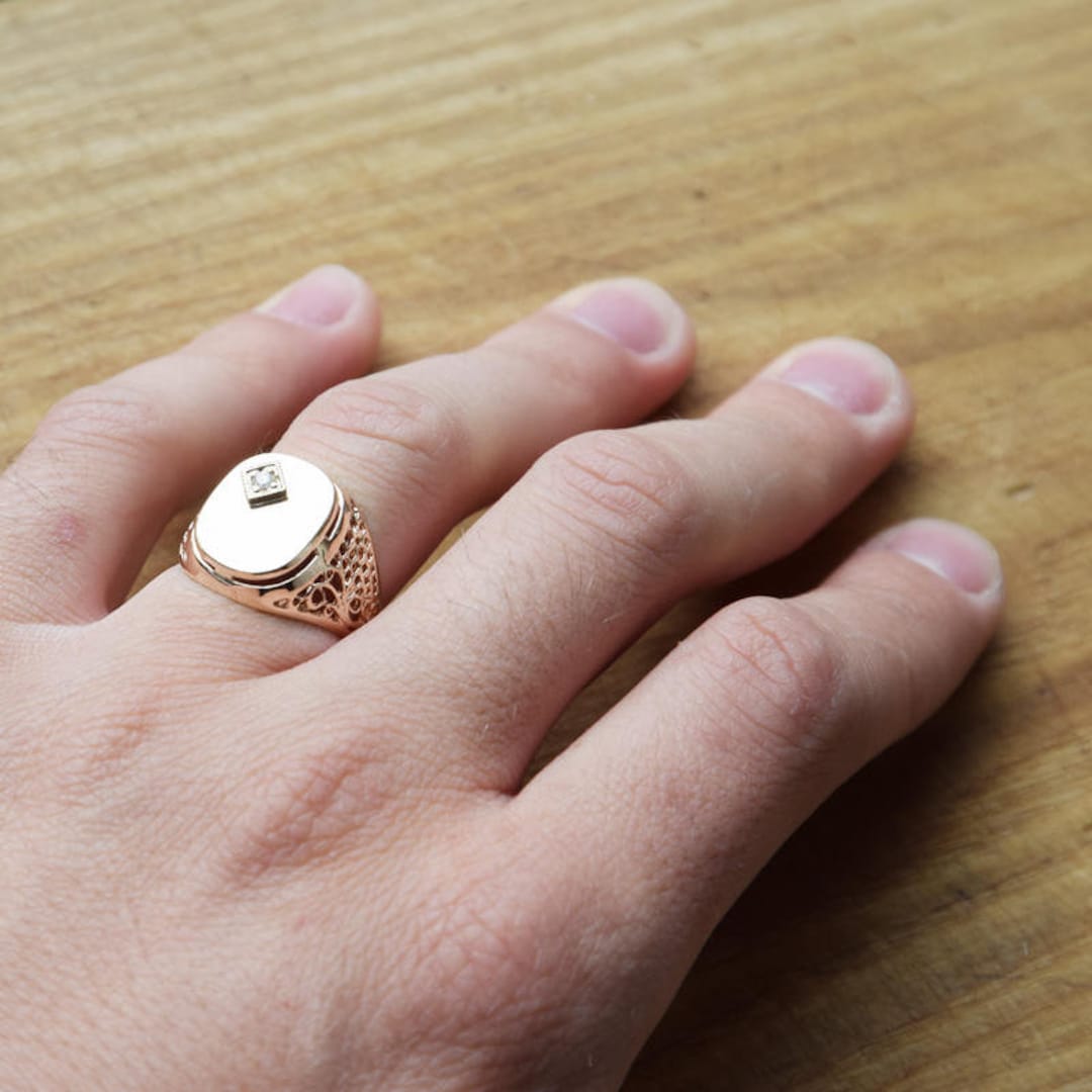 Gold Signet Ring, Big Men Ring, Gold Men Ring, Gold Men Jewelry, Gift ...