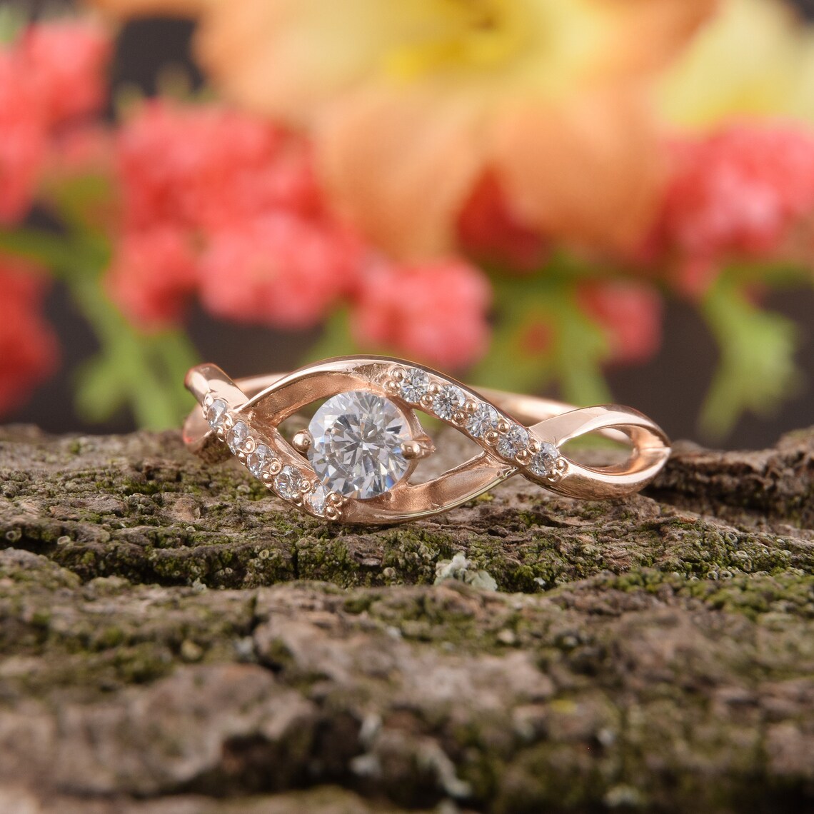 Rose Gold Unique Engagement Ring Promise Ring Gold Infinity | Etsy