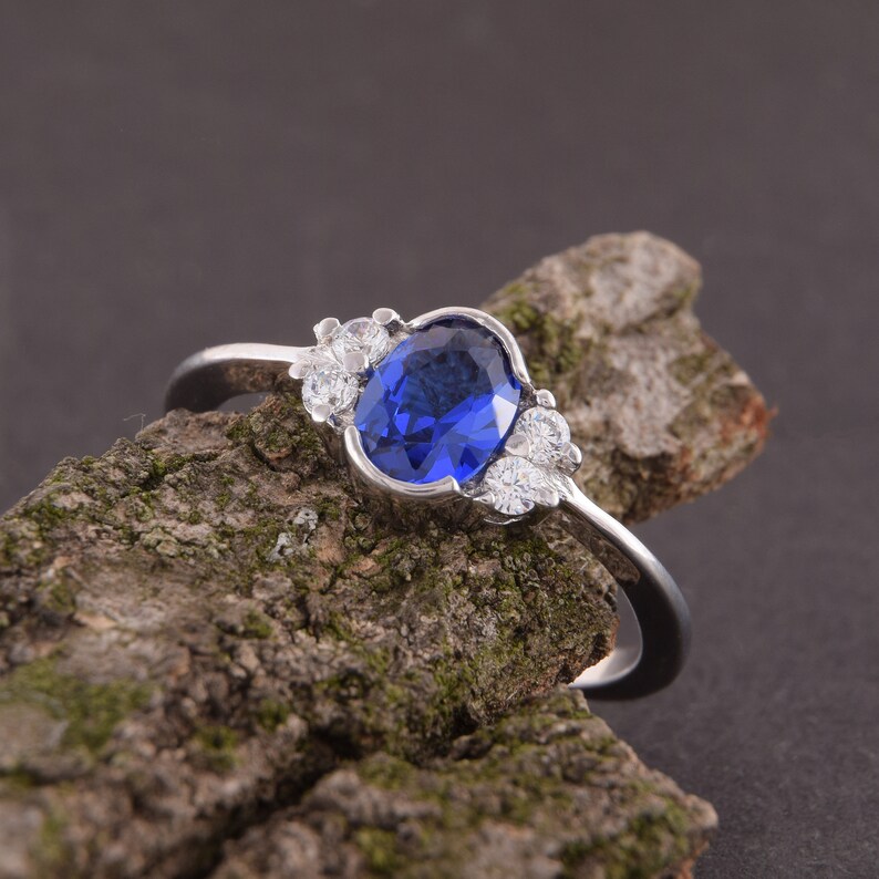 Promise Ring for Her Sapphire Ring Silver Blue Stone Ring - Etsy