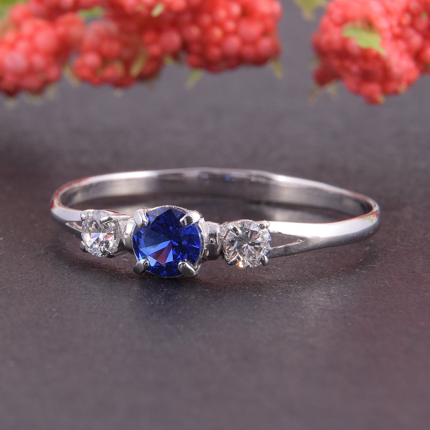 Silver Promise Ring Women Promise Ring Sapphire Ring Blue - Etsy