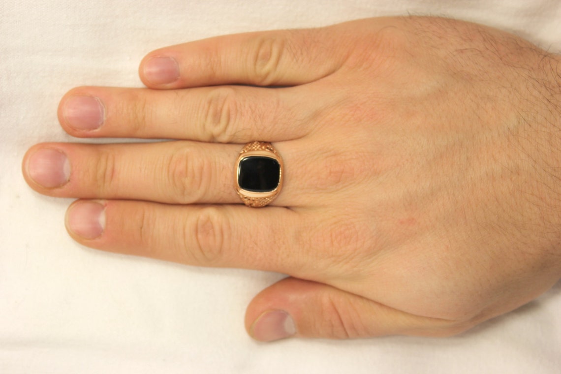 Black Onyx Ring Onyx Men Ring Square Men Ring Signet Men | Etsy