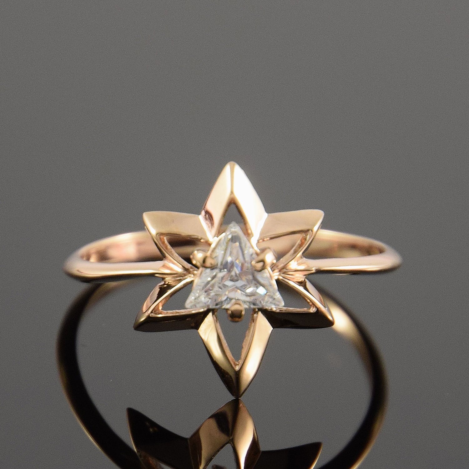 Solitaire ring Star ring Gemstone ring Geometric ring | Etsy