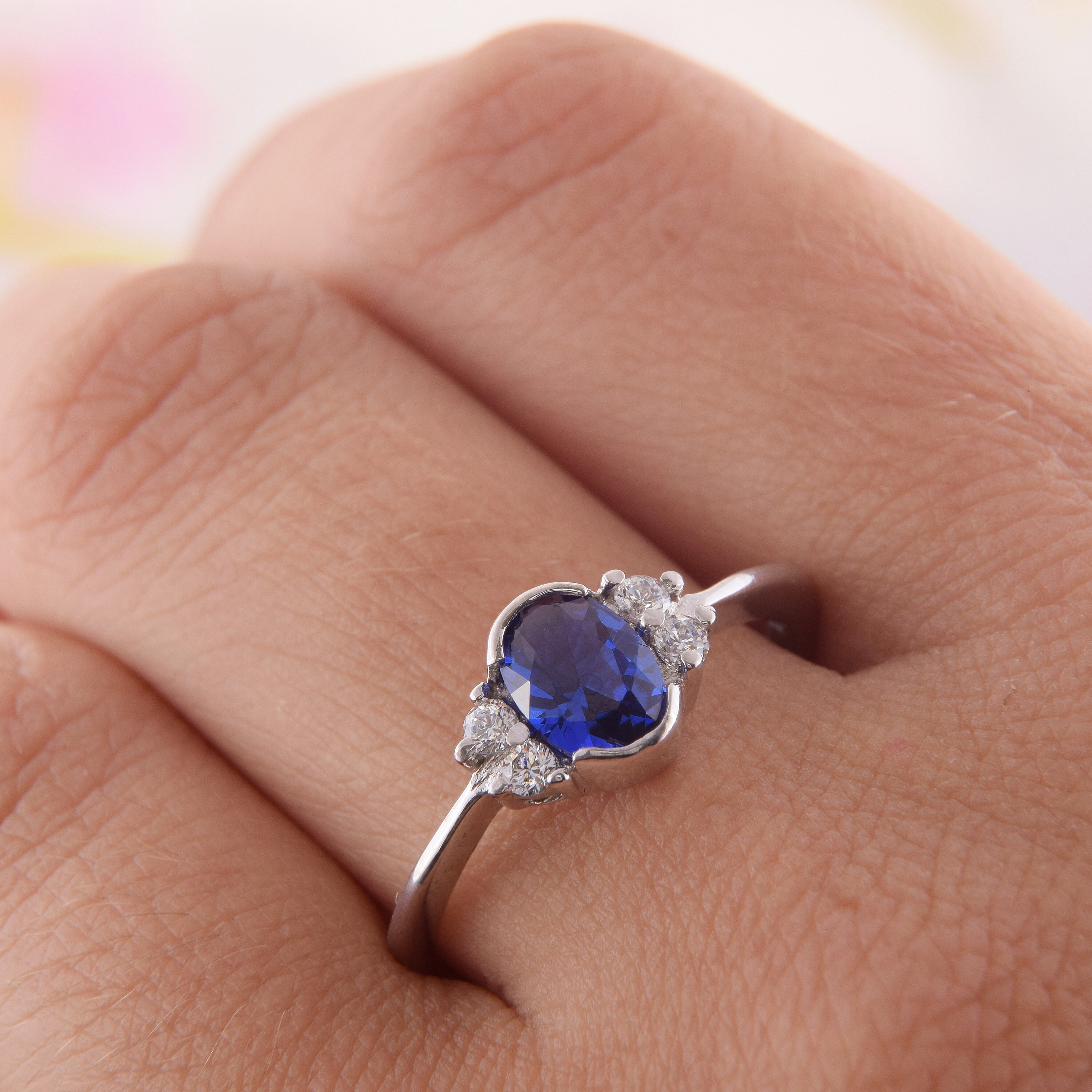 Promise Ring for Her Sapphire Ring Silver Blue Stone Ring - Etsy