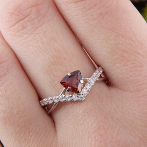 Womens Sterling Silver Garnet Promise Ring Art Deco Promise - Etsy