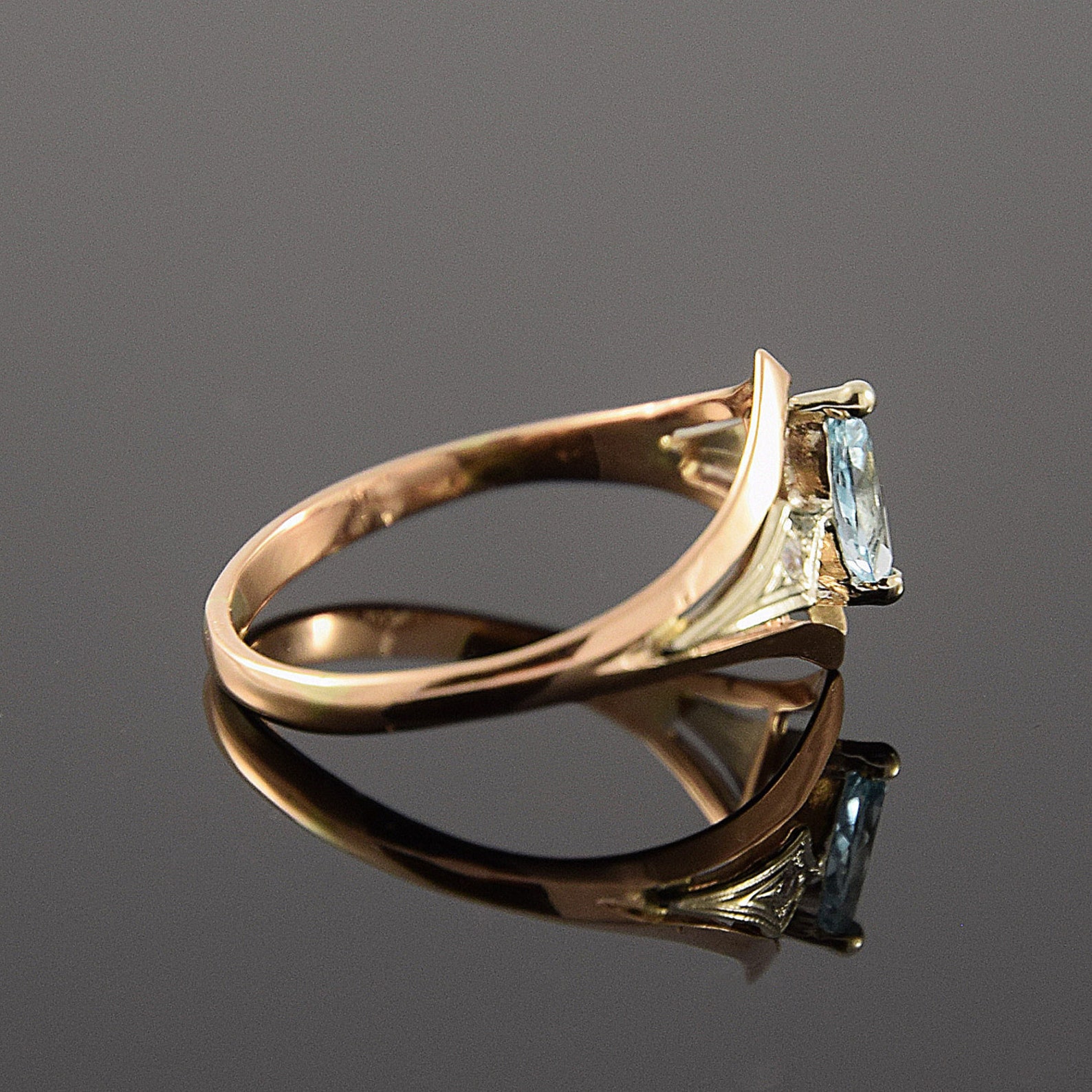 Art Deco Ring Topaz Ring Gemstone Ring Geometric Ring - Etsy