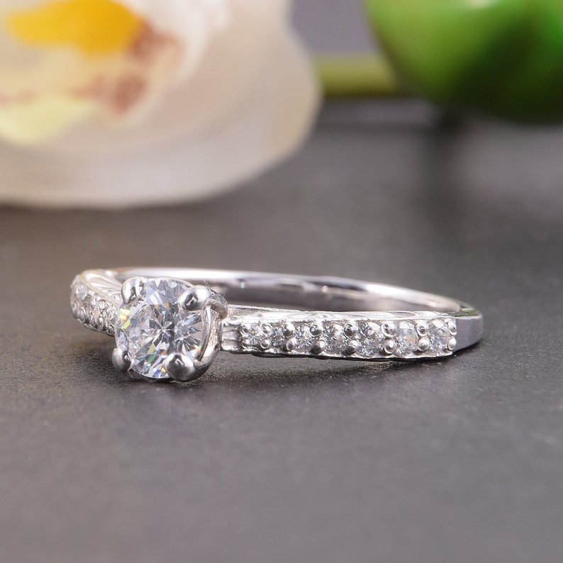 Victorian Engagement Ring Antique Style Ring 5.0mm Round Cut | Etsy