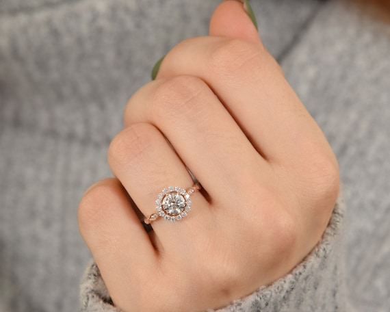Unique 6mm Round Moissanite Bridal Wedding Ring Vintage Style Victorian Halo Engagement Ring Anniversary Ring Gift Promise Ring for Her Etsy