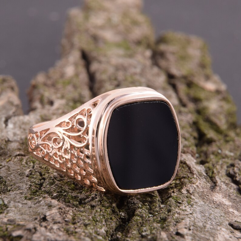 Black Onyx Ring Onyx Men Ring Square Men Ring Signet Men | Etsy