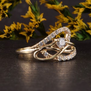 Unique 14k Solid Yellow Gold Womens Promise Ring, White Cz Promise Ring ...