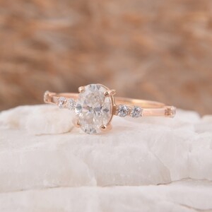 Rose Gold Oval Promise Ring for Her Dainty 1ct Oval - Etsy