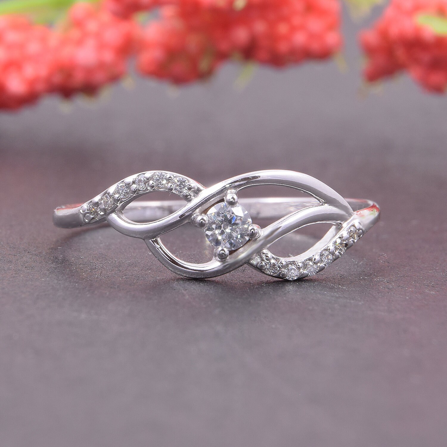 White Gold Ring Women Ring Gold Multistone Ring Gold Ring | Etsy