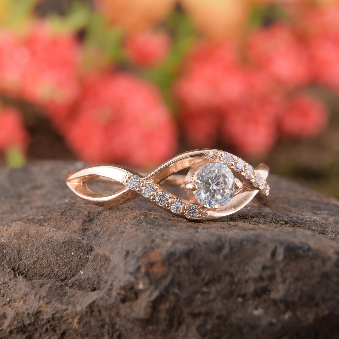 Rose Gold Unique Engagement Ring Promise Ring Gold Infinity | Etsy