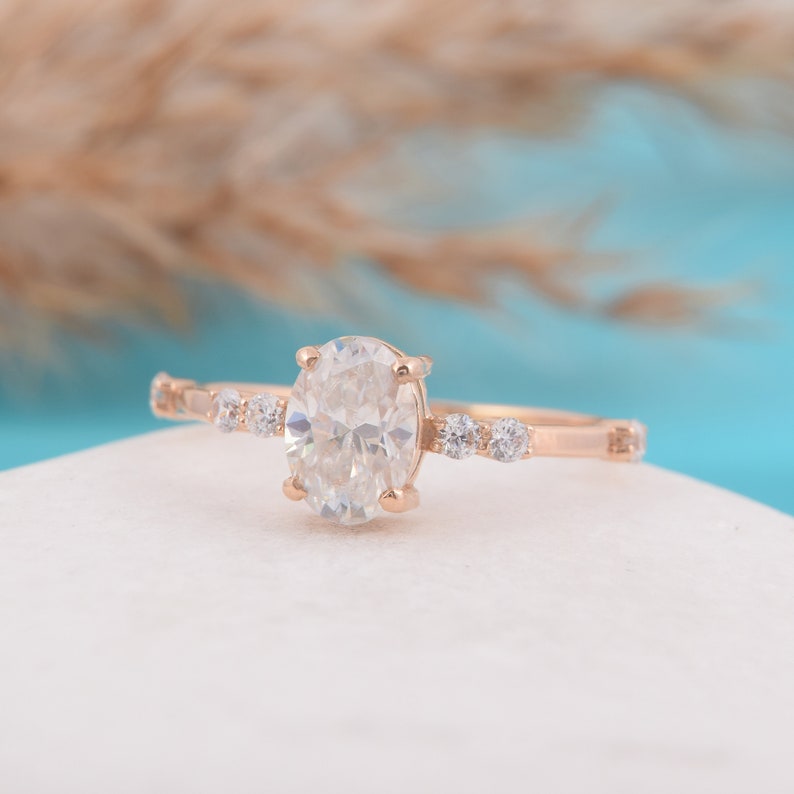 Rose Gold Oval Promise Ring for Her Dainty 1ct Oval - Etsy