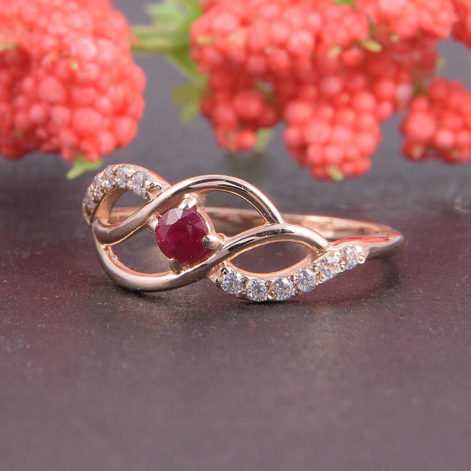 Gold Ruby Ring Multistone Ring Rose Gold Ring Promise Ring - Etsy