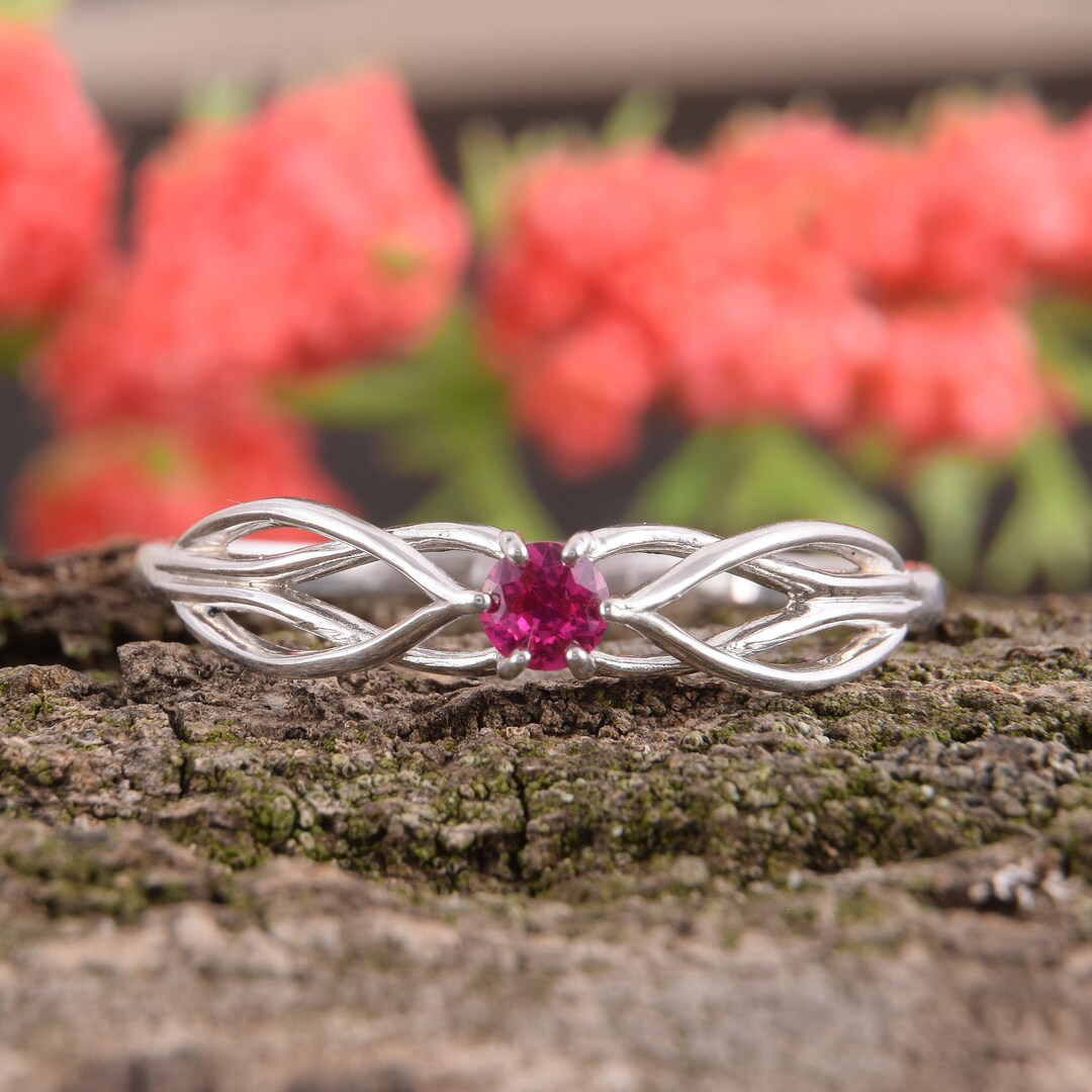 Ruby Ring, Promise Ring, Engagement Ring, Women Silver Ring, Solitaire ...