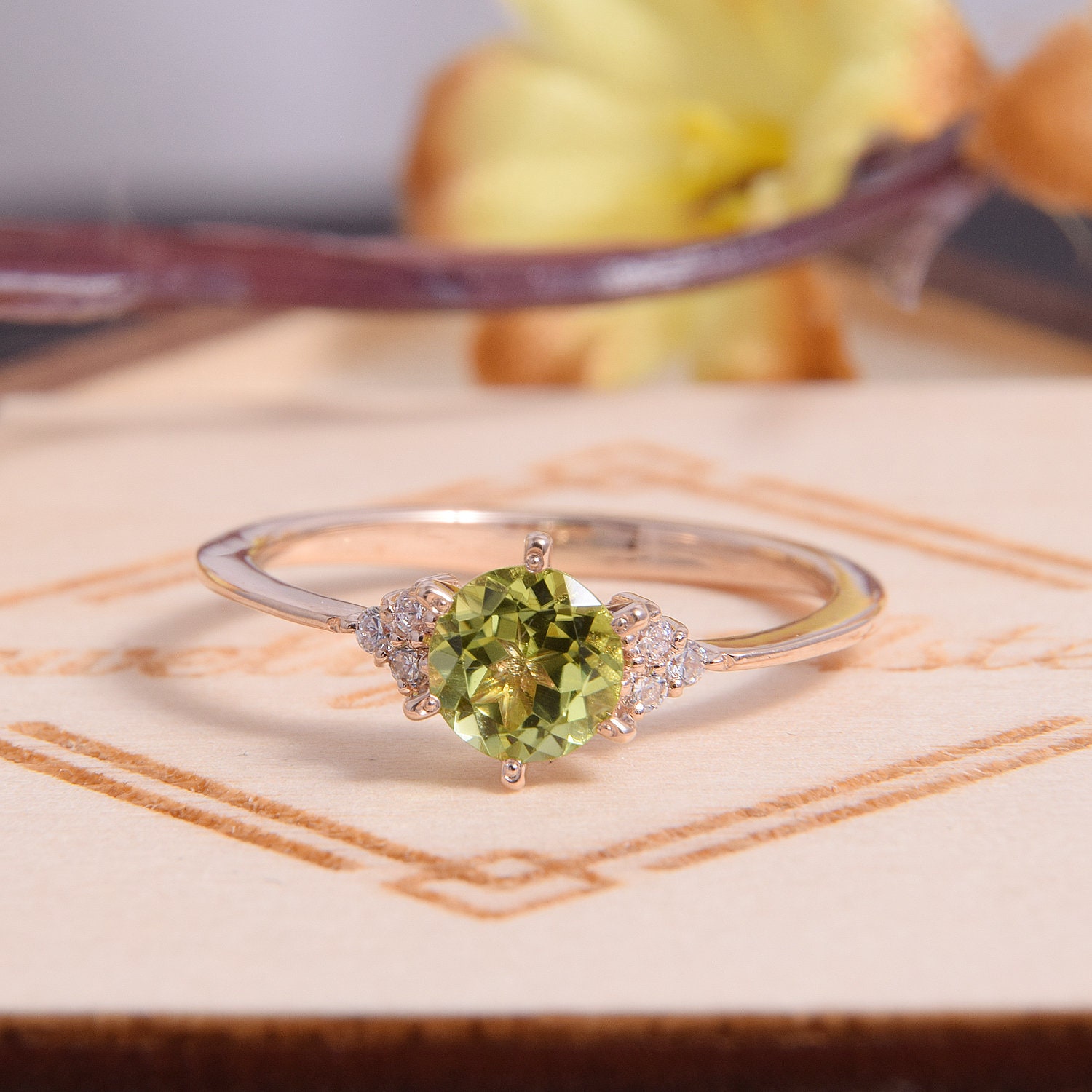 Peridot Ring Green Stone Ring Promise Ring Engagement Ring | Etsy