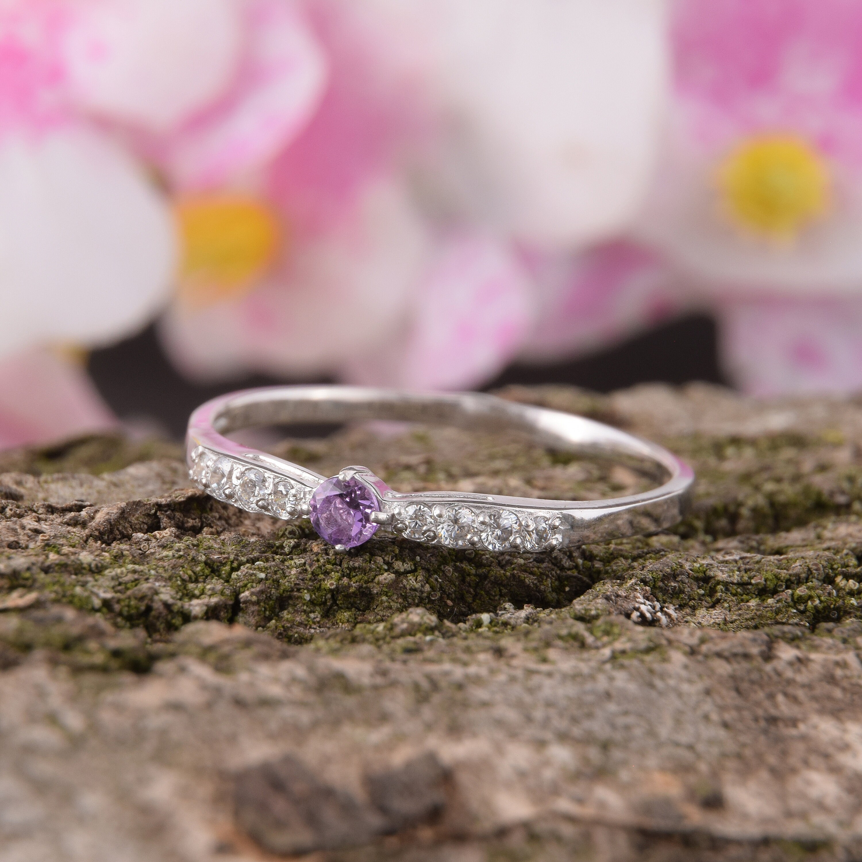 Amethyst Ring Multistone Ring Minimalist Ring Delicate - Etsy