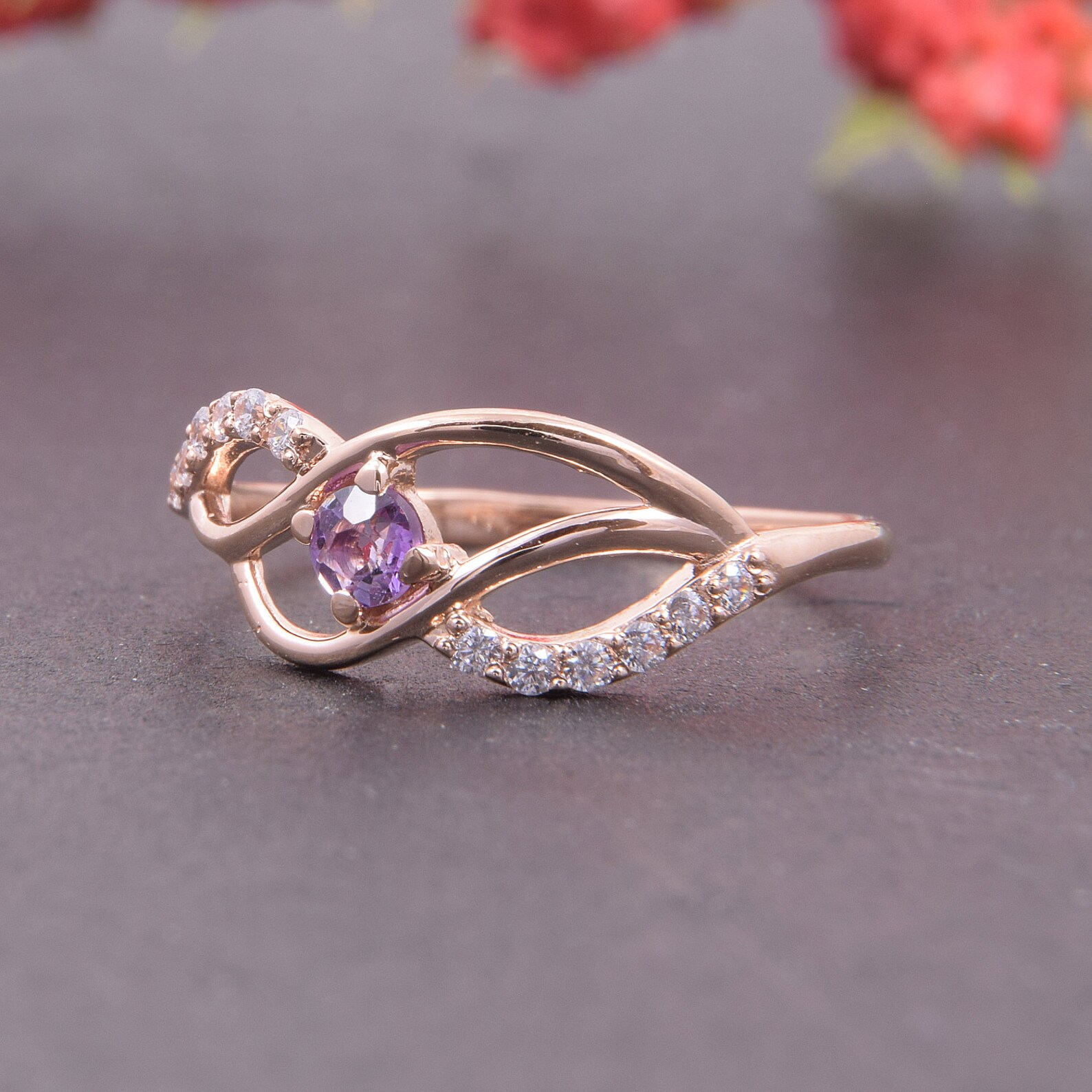 Amethyst Ring, Birthstone Ring, Gemstone Ring, Personalized Ring ...