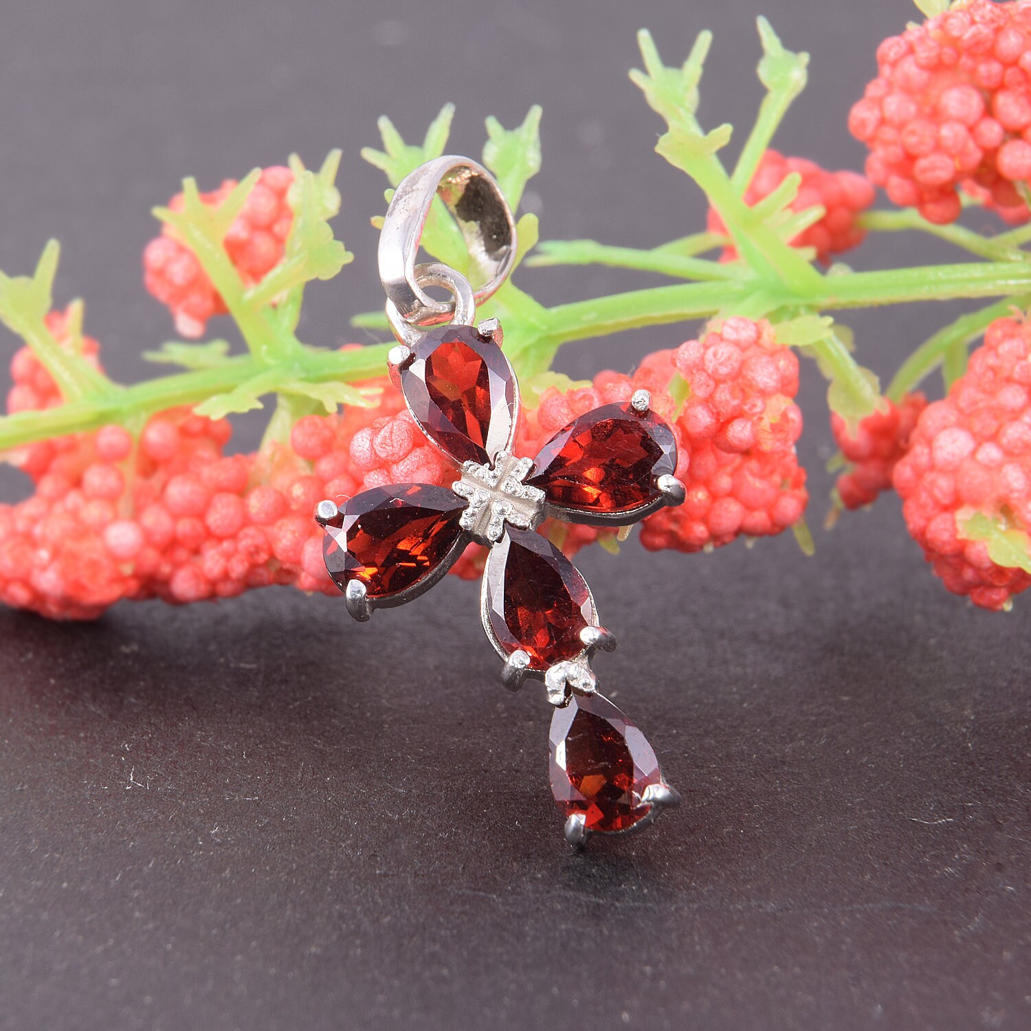 Cross Pendant, Garnet Pendant, Garnet Necklace, Cross Necklace, Silver ...