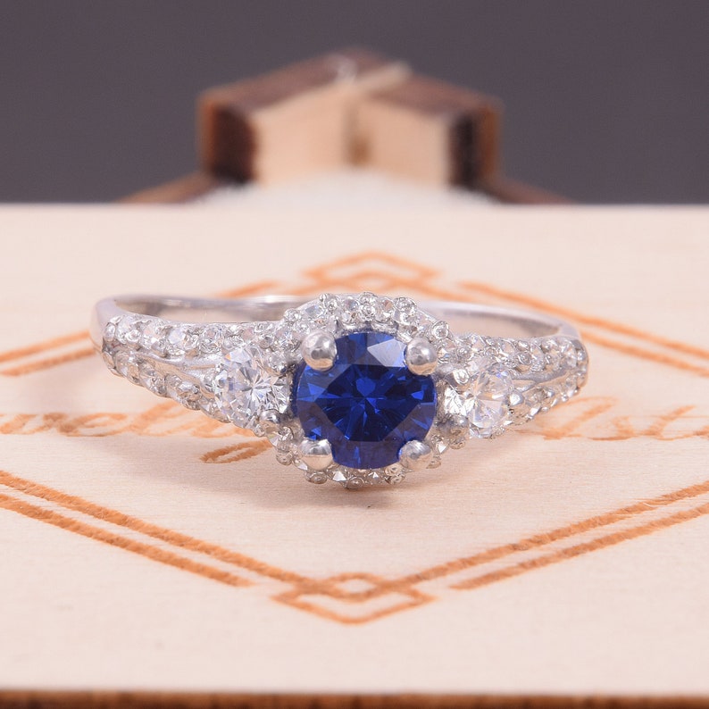Sapphire Ring Silver Promise Ring Silver Engagement Ring - Etsy