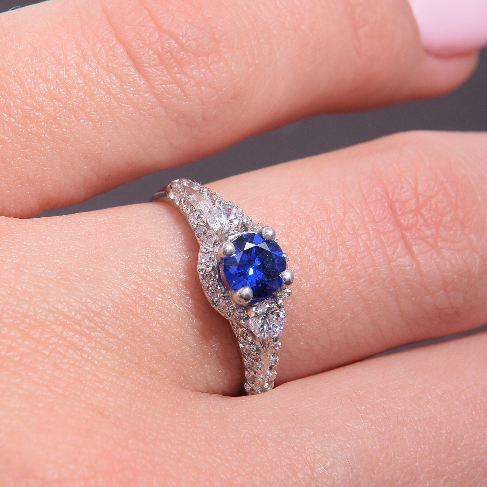 Sapphire Ring Silver Promise Ring Silver Engagement Ring - Etsy
