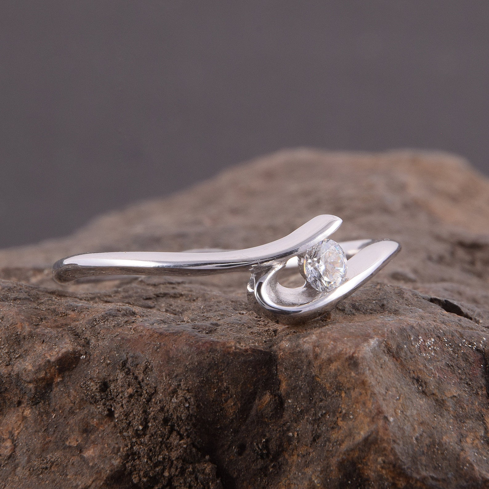 Solitaire Engagement Ring Solitaire Promise Ring 3.0 Mm - Etsy