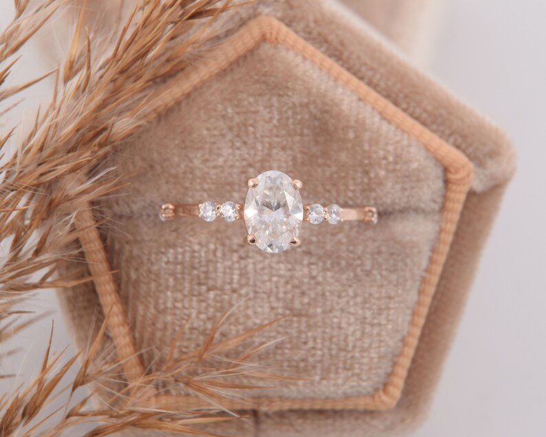 Rose Gold Oval Promise Ring for Her Dainty 1ct Oval - Etsy