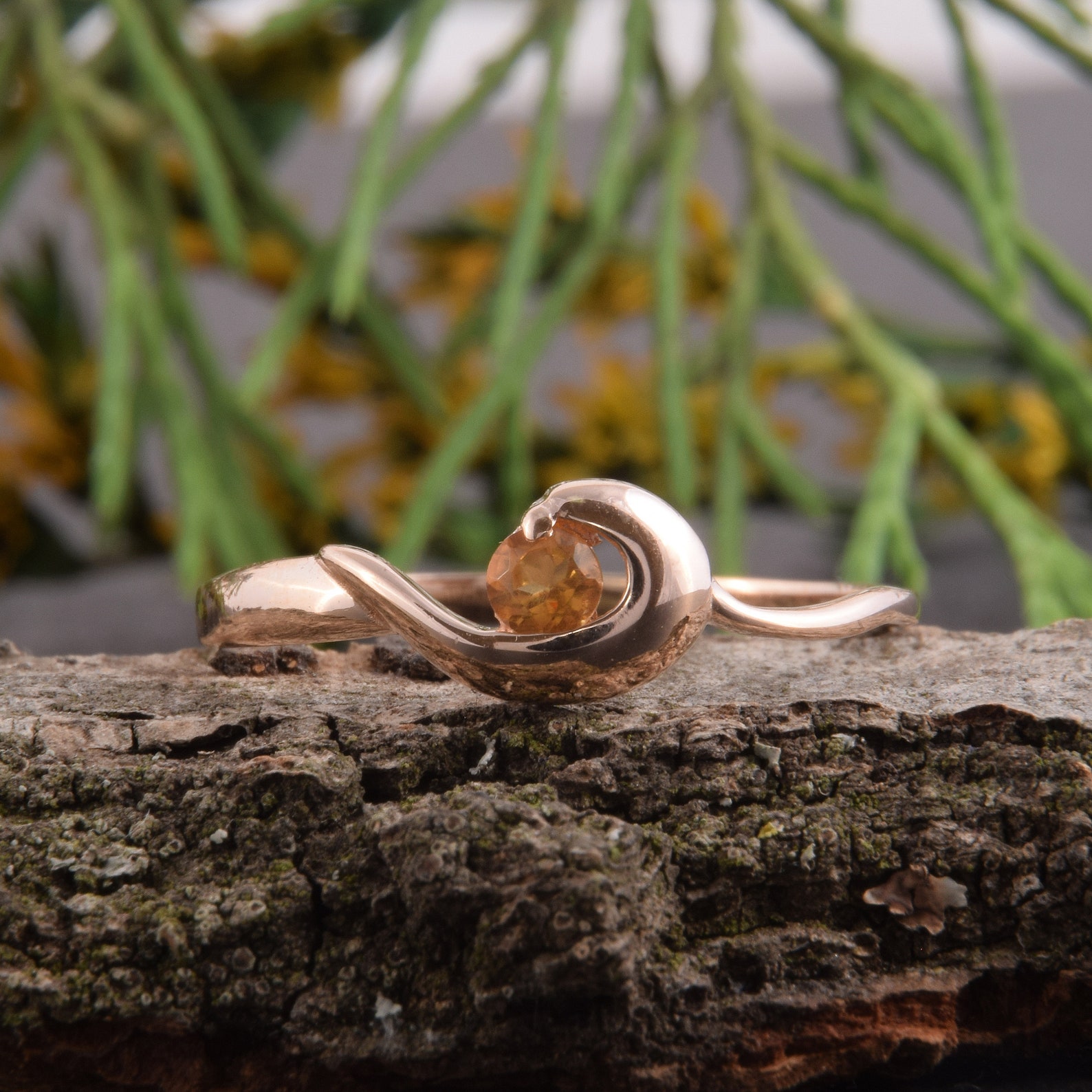 Citrine Ring, Solitaire Ring, Gold Solitaire Ring, Minimalist Ring ...