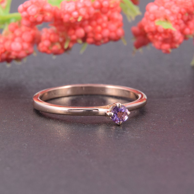 Amethyst Ring Solitaire Ring Minimalist Ring Dainty Ring - Etsy