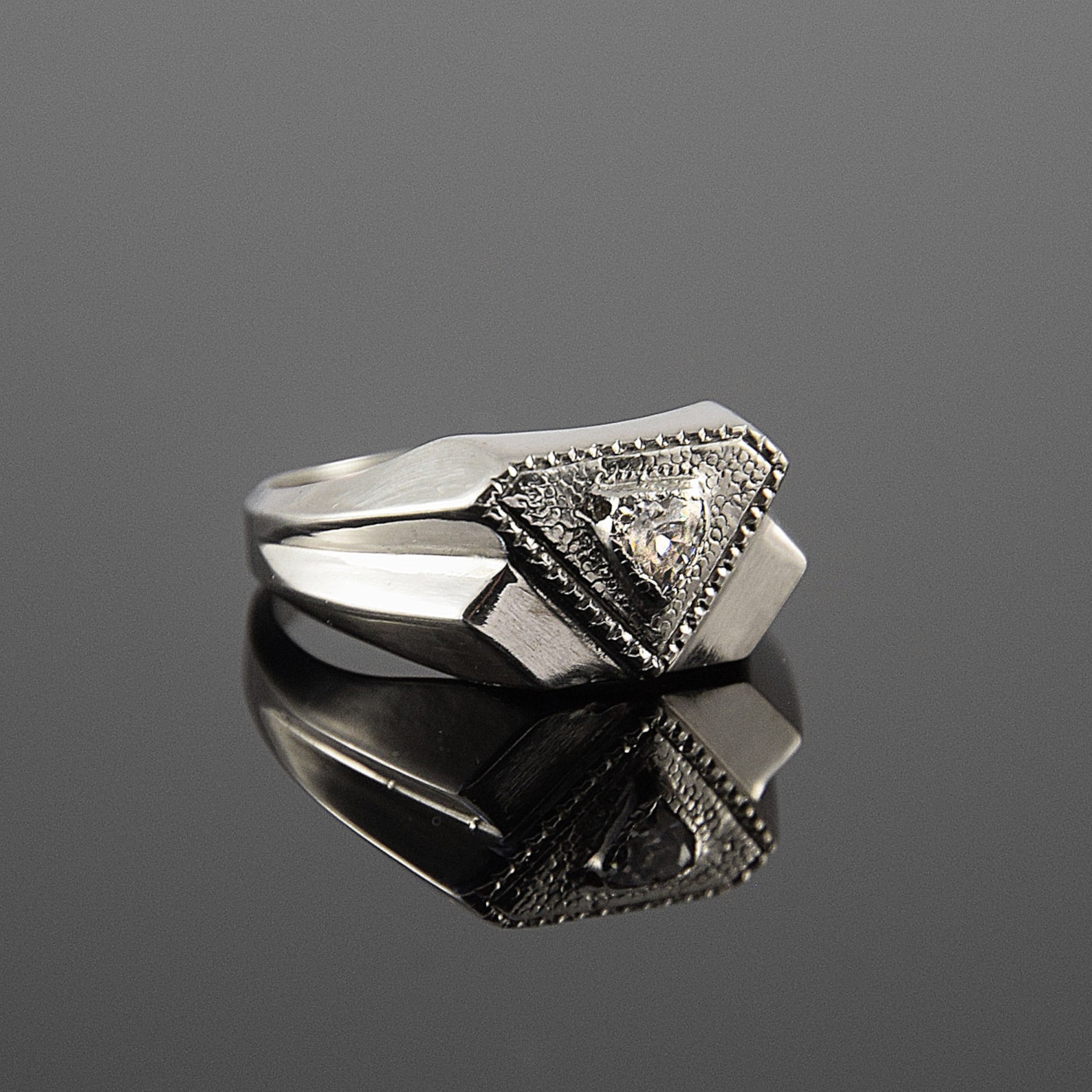 Art Deco Men Ring, Triangle Ring, Men Triangle Ring, Signet Ring ...
