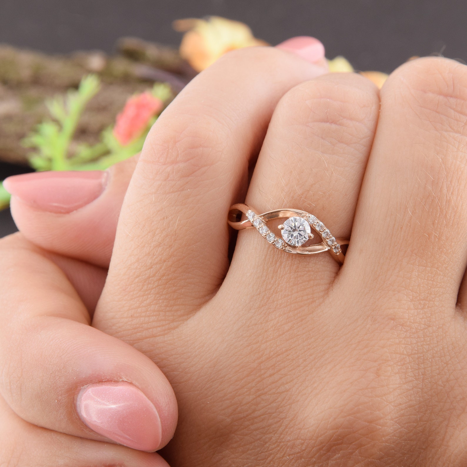 Rose Gold Unique Engagement Ring Promise Ring Gold Infinity | Etsy