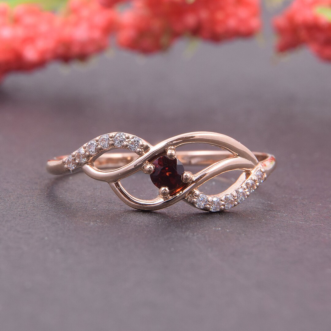 Garnet Ring, Rose Gold Ring, Promise Ring Gold, Dainty Ring, Custom ...