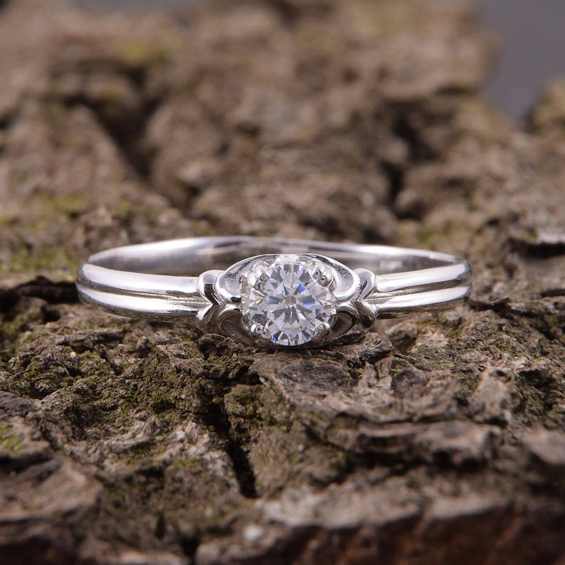 Solitaire Engagement Ring Solitaire Promise Ring 4 Prongs | Etsy